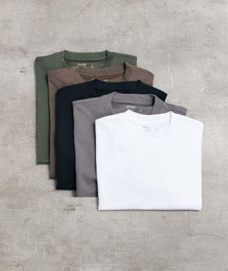 Hollister lot de 5 t-shirts du quotidien en gris, kaki et noir-Multi