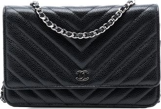 Chanel Hobo Bags - CC Chevron Caviar Wallet On Chain - Gr. unisize - in Schwarz - f&uuml;r Damen