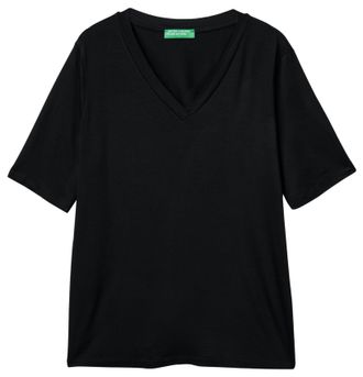 Benetton Damen 3z12d401g T-Shirt, Schwarz, X-Large