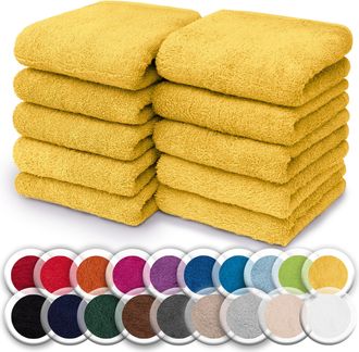 NatureMark 10er-Set Frottee-Waschlappen f&uuml;r Gesicht und H&auml;nde - 100% Baumwolle, weich und saugf&auml;hig - 30&times;30 cm, Gelb
