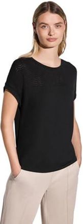 Street One A323137 T-Shirt avec Motif perforé, Noir, 42 Femmes
