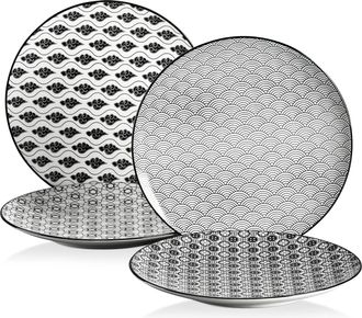 VANCASSO Haruka 4 tlg. Set Dessertteller aus Porzellan, &Oslash; 21,5 cm Kuchenteller, Flachteller f&uuml;r Fr&uuml;hst&uuml;ck