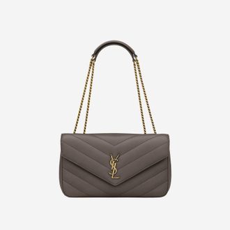 Saint Laurent Womens Loulou Media Bag Brown Lambskin Leather Shoulder