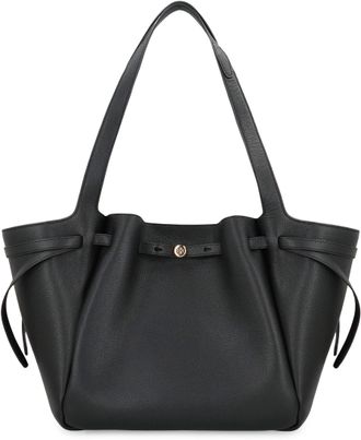 Tory Burch Womens Tote Bag Romy Smooth Leather Black Cow Hide