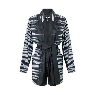 Roberto Cavalli Kleid aus Seide mit Zebra-Print - - Dresses - Damen - Schwarzk - M
