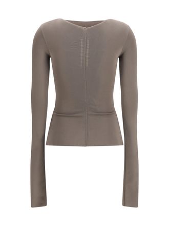 Rick Owens Womens Fitted Top Temple Dust Viscose T-Shirts & Jerseys