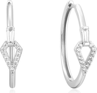 Ania Haie Damen Creolen Sunshine Chaser Cubic Ziconia Geometric Hoops 925 Sterling Silber, besetzt mit 28 Zirkonia, Größe: 18,4 x 1,7mm, inkl. Geschenkverpackun