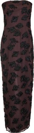 Rotate Rotate Birger Christensen, Femme, Robes, Brun, Taille: 38 FR Beaded Maxi Tube Dress
