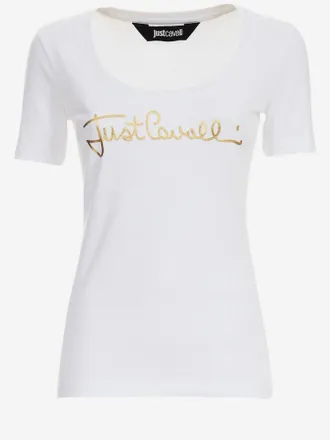 Just Cavalli Womens T-Shirt Stretch Cotton White T-Shirts & Jerseys
