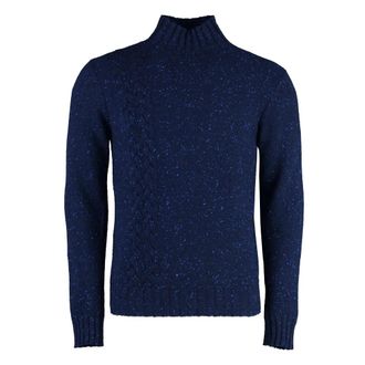 Malo Heather Cashmere Turtleneck Sweater - - Knitwear - Herren - Blau - 2XL