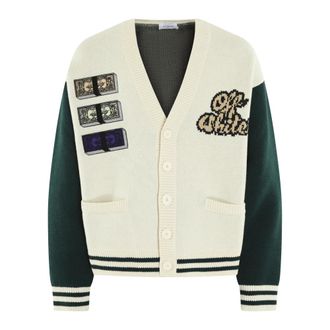 Off-white Crystal Cash Varsity Cardigan - - Knitwear - Herren - Wei&szlig; - M