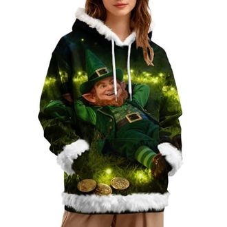 Generic Sweat &agrave; capuche ample en polaire pour femme | Pull imprim&eacute; d&eacute;contract&eacute; pour femme, GN3., XXL