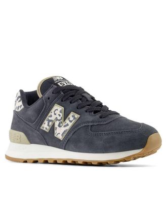New Balance 574 - Sneaker in Schwarz mit Leopardenmuster-Details