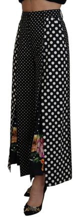 Dolce & Gabbana Womens Multicolor Polka Dots High Waist Pants Cotton