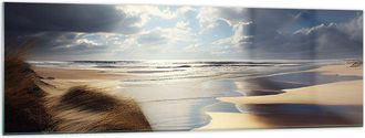 Arttor Panorama Bilder auf Glas 160x50cm Glasbild Strand Meer Dünen Groß XXL Wanddeko Bild im Glas Schlafzimmer Küche Wandbilder Dekoration Wohnzimmer Modern