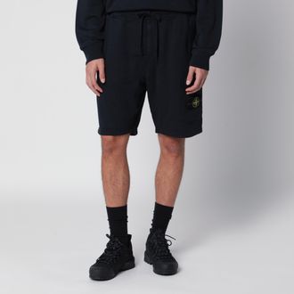 Stone Island Navy blue jogger shorts in cotton fleece