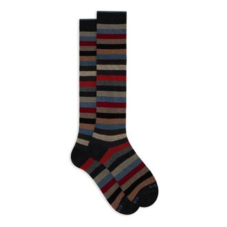 Gallo Gallo, Homme, Sous-vêtements, Multicolore, Taille: M Chaussettes longues en coton gris pour hommes à rayures régulières
