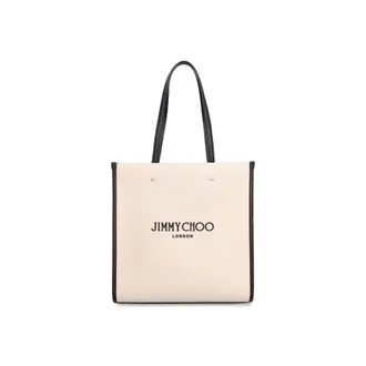 Jimmy Choo London Canvas with Leather Trim Tote Bag - Beige