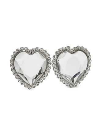 Alessandra Rich boucles doreilles serties de cristaux &agrave; motif coeur - Argent