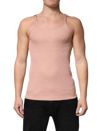 Dolce & Gabbana Mens Pink Sleeveless Round Neck Tank Top T-Shirt Cotton
