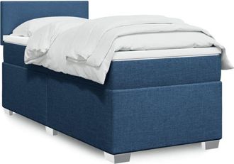 vidaXL Boxspringbett mit Matratze Blau 100x200 cm Stoff vidaXL