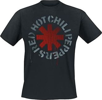 Red Hot Chili Peppers Stencil Black Homme T-Shirt Manches Courtes Noir XXL