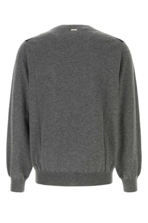Ferragamo Mens Dark Grey Wool Sweater Charcoalmelblack Exterior: Virgin Maglie
