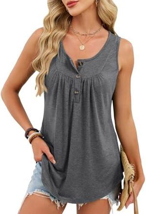 Generic Debardeur Femme Chic et &eacute;l&eacute;gant Chemisier sans Manche D&eacute;bardeur Crop Top Ete Haut Chic et Elegant Fluide Ample Caraco Vetement Femme Tee Shirt sans Ma