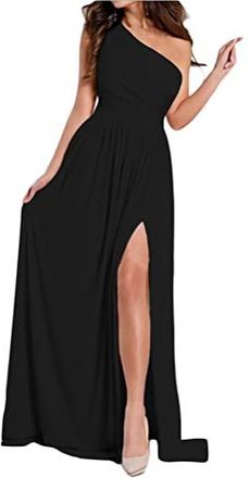 Onsoyours Robe de Soiree Femme Élégant Col V sans Manches Bodycon Moulante Couleur Unie Cocktail Épaule Nue Slim Fit Fête Dress A Noir M