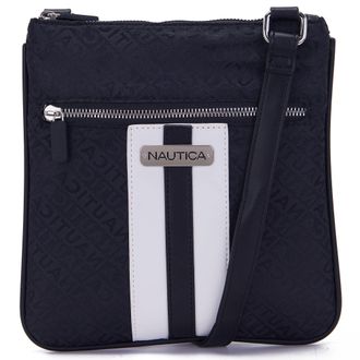 Nautica Lakeside charakteristische Damen-Umhängetasche North South aus Jaquard, Schwarz, Einheitsgröße