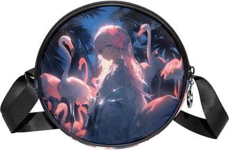 Generic Sac &agrave; bandouli&egrave;re Circle pour femme, petit sac &agrave; bandouli&egrave;re avec fermeture &eacute;clair, bretelles r&eacute;glables, sac &agrave; main rond d&eacute;contract&eacute; pour femmes et fi