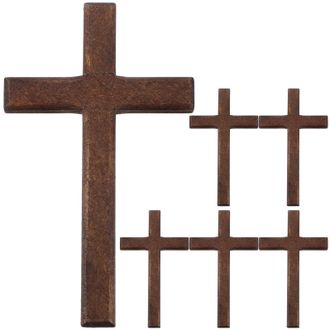 Cabilock 6 Stück Teiliges Holzkreuze Handlich Braun Holz Dekoration Religiöses Gebetssymbol Robust für Büro Schlafzimmer Schule Vielseitig Langlebig
