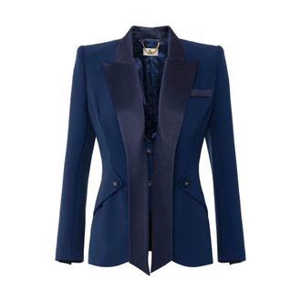 Elisabetta Franchi Satinrevers-Krepp-Tuxedo-Jacke - - Jackets - Damen - Blau - XS