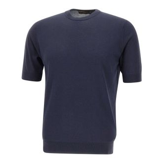 FILIPPO DE LAURENTIIS Homme, Pulls, Bleu, Taille: 3XL Pull en soie &agrave; manches courtes