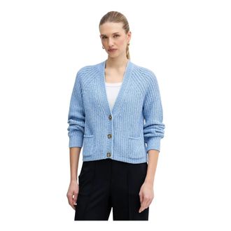Oui Button Pocket Cardigan - - Knitwear - Damen - Blau - M