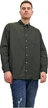 Jack & Jones Chemise Unie Grande Taille à Manches Longues pour Hommes de, Couleurs:Vert, Taille:5XL