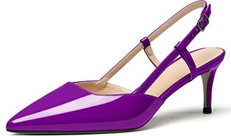 elashe Femme Escarpins Slingback Talon Aiguille Bout Pointu 2.6 Heel Pumps Violet EU39