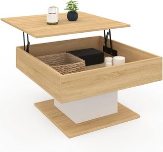 IDMarket Idmarket - Couchtisch Klapptisch eden quadratisch aus Holz und Weiß