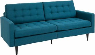 HOMCOM Homcom - Canap&eacute; convertible 2 places design contemporain dossier inclinable ind&eacute;pendamment 3 positions lin bleu canard