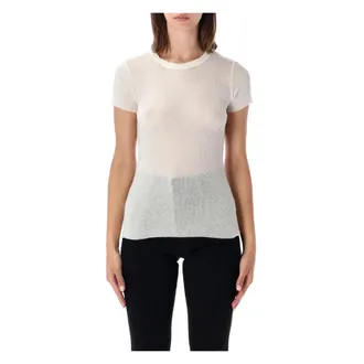 James Perse Femme, Tops, Blanc, Taille: 38 FR T-shirt c&ocirc;tel&eacute;e &agrave; manches courtes