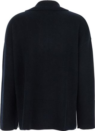 P.A.R.O.S.H. Wool-Cashmere Blend with Polo Collar Sweater - Black