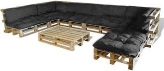 vidaXL Vidaxl - Coussin de canap&eacute; sur palette 13 pcs Noir 120 x 80 x 10 cm