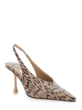 Jimmy Choo London Womens Slingback Pumps Isa Beige Leather Goat