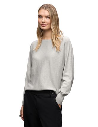 Street One Damen 3017197 Glitzernder Dolman Pullover, Pelican Grey Mel, 38
