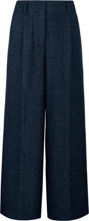 Bomboogie Femme, Pantalons, Bleu, Taille: 36 FR Pantalon Palazzo en Twill M&eacute;lange Laine