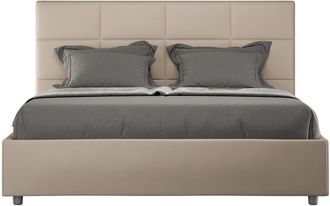 Les Tendances Lit double capitonné 160x200 cm simili cuir café au lait Mira