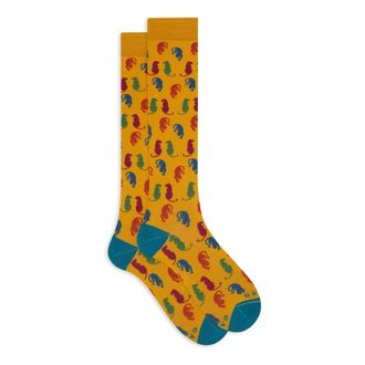 Gallo Gallo, Femme, Sous-v&ecirc;tements, Multicolore, Taille: ONE Size Chaussettes Longues en Coton &agrave; Motifs avec Broderie Tigre