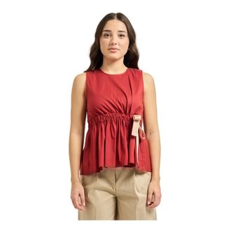 iBlues Femme, Blouses et Chemises, Rouge, Taille: 42 FR Haut &Eacute;vas&eacute; en M&eacute;lange de Coton