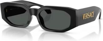 Versace unisex, Accessoires, Noir, Taille: 55 MM Signature Rectangular Lunettes de soleil