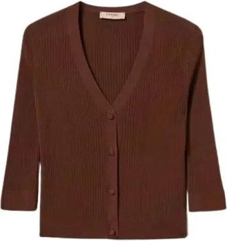 Twinset Femme, Pulls, Brun, Taille: 42 FR Cardigan en coton et soie
